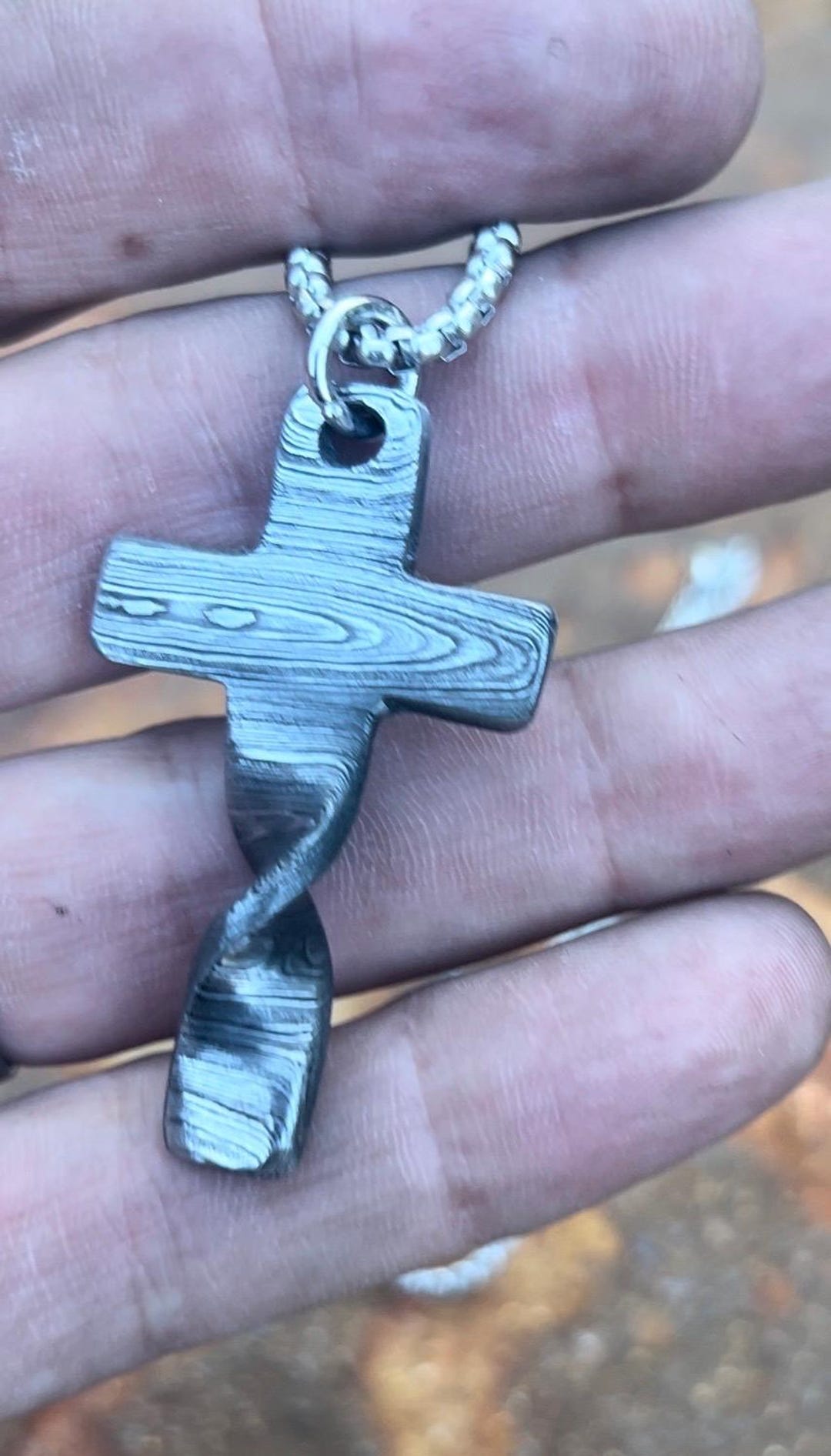The “tubal-cain", Hand Forged, Hammered Damascus Steel Cross Necklace ...
