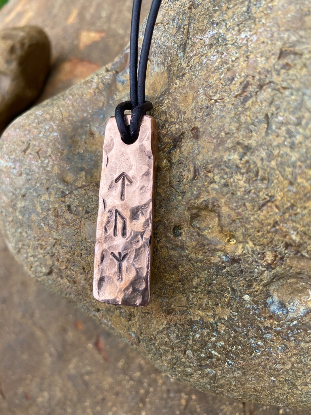 The "viking Rune Copper Amulet": Copper and Leather Necklace, Viking ...