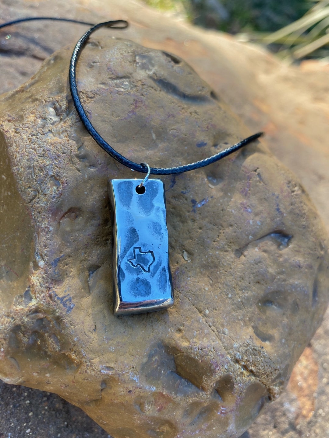 Hand Forged Stainless Steel Texas Pendant Necklace - Etsy