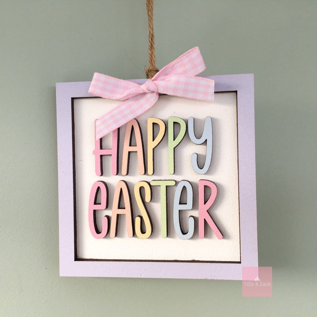 Pastel Easter Decor, Easter Sign for Home, Easter Decorations Wooden ...