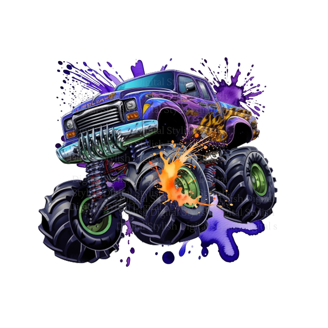 Monster Truck Clipart: Scrapbook & Junk Journal Graphics (digital ...
