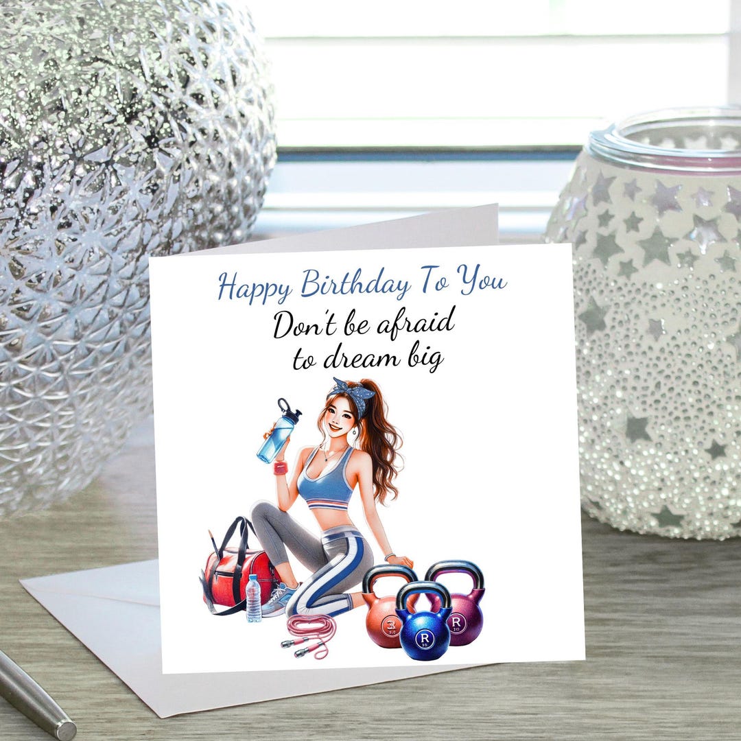 Fitness Birthday Card,print Square Card, Gym Birthday, Digital Download ...