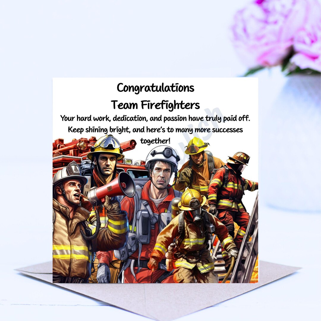 Firefighter Team Congratulations Card: Fire Brigade Printable (digital ...