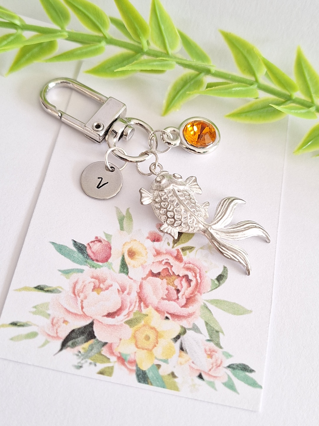 Gold Fish Keychain, Koi Fish Keychain, Birthstone Keychain, Handmade ...