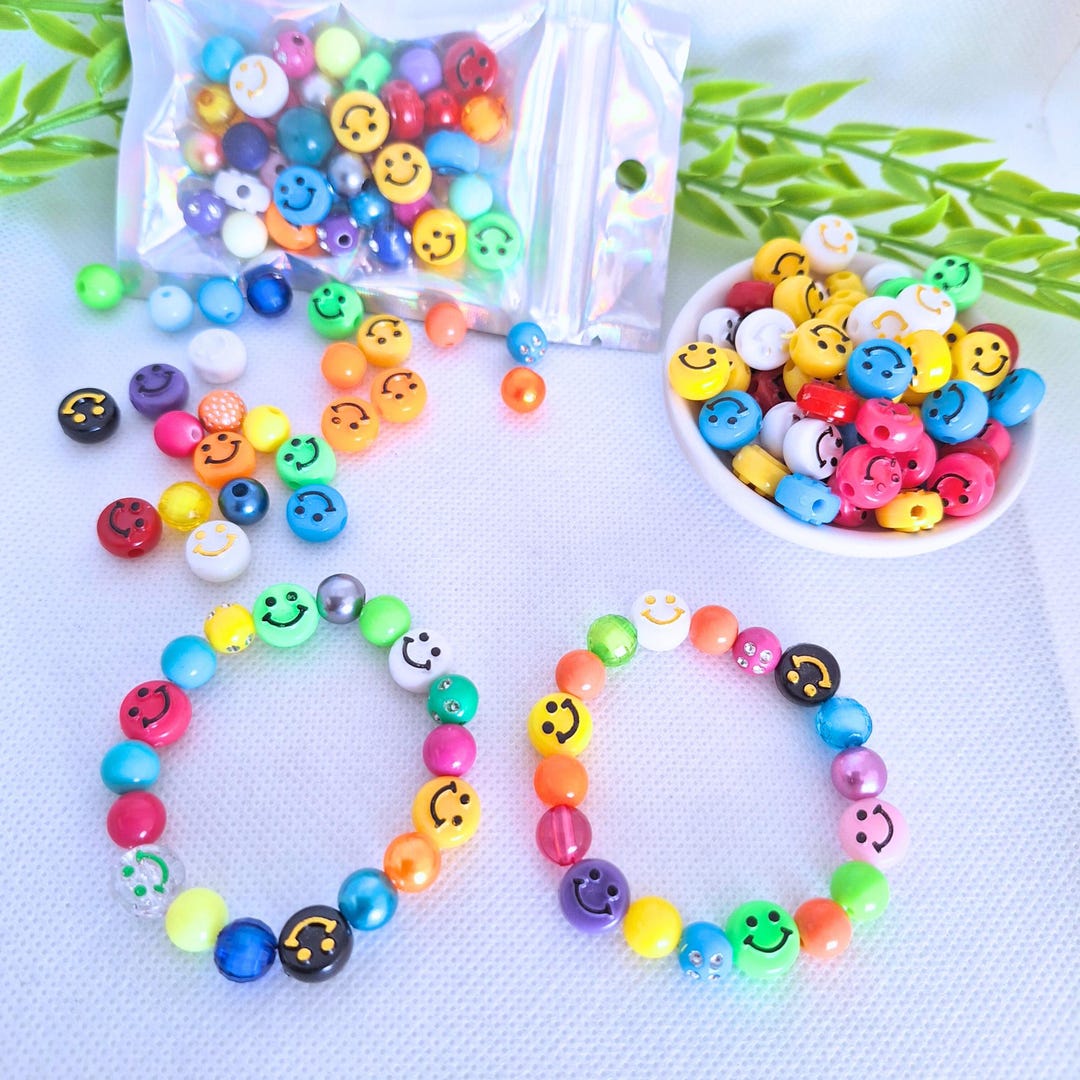 Emoji Beads, Smiling Face Beads, Round Beads Acrylic, Party Beads ...