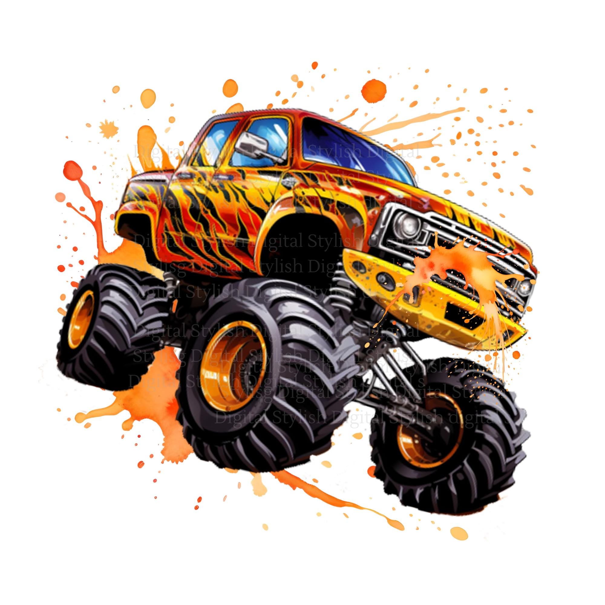 Monster Truck Clipart: Scrapbook & Junk Journal Graphics (digital ...