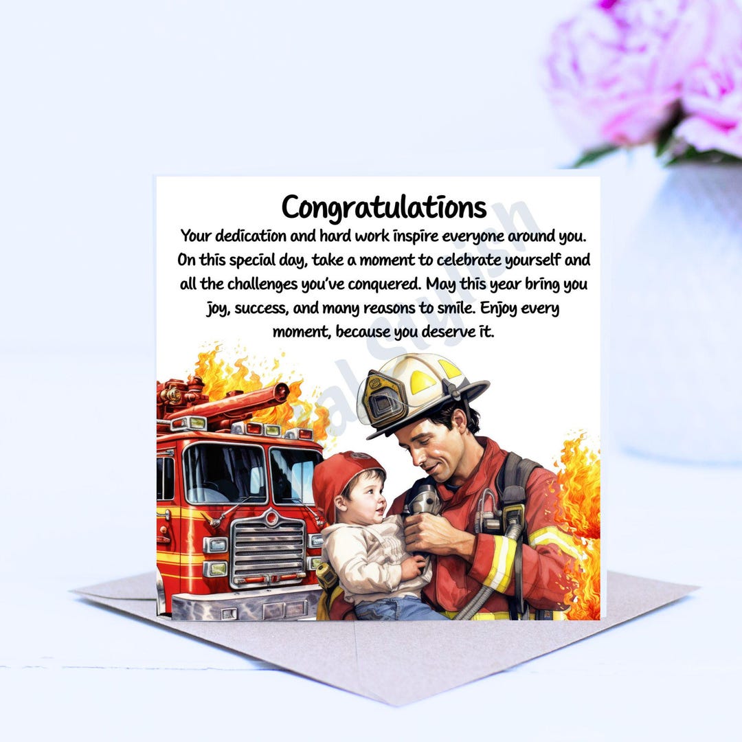 Firefighter Congratulations Card: Achievement Greeting (digital ...