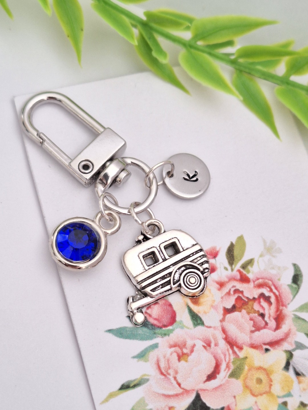 Caravan Keychain, Camper Gift, Travelling Keychain Birthstone Keychain ...
