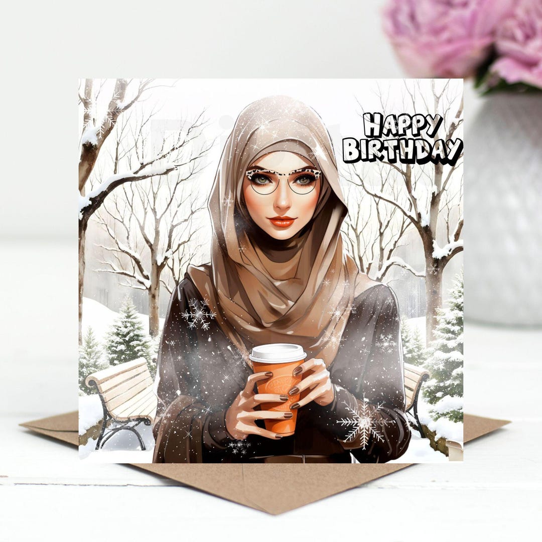 Muslim Student Birthday Card Digital Download, Hijabi University Girl ...