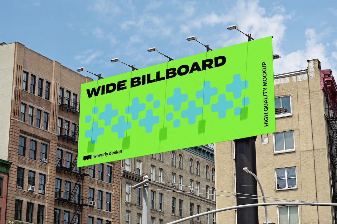 Wide Billboard Ad, Billboard Mockup Template, Editable Photoshop File ...