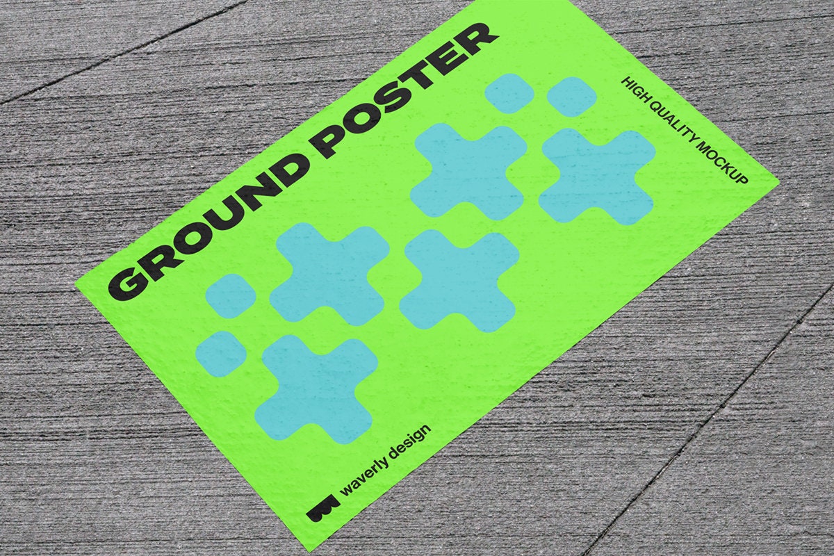 Ground Poster, Street Ad, Mockup Template, Editable Photoshop File - Etsy