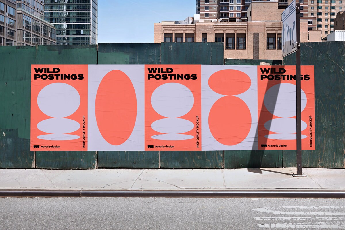 Wild Postings, Urban Posters, Street Ads, Mockup Template, Editable ...