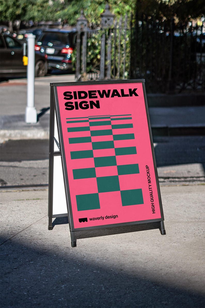 Sidewalk Sign, Store Sign, Street Ad, Mockup Template, Editable ...