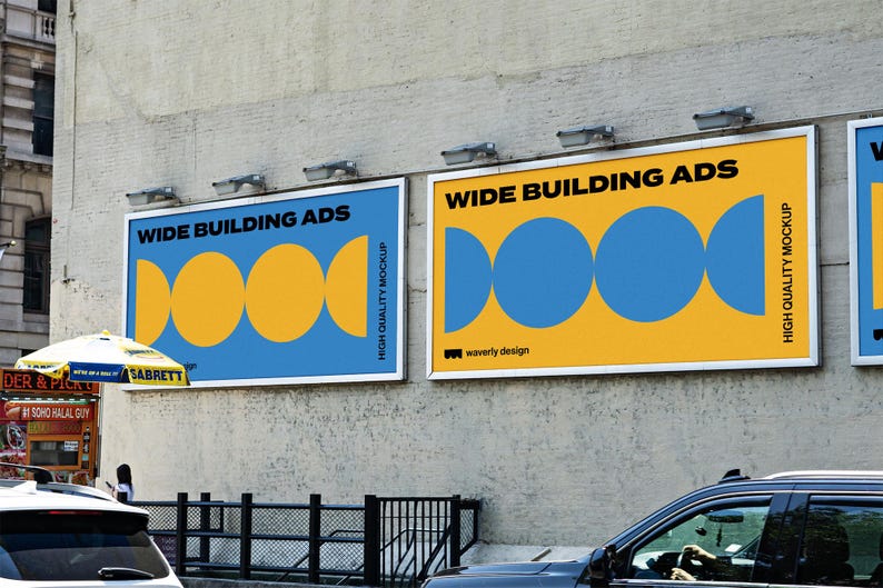 Wide Building Ad, Billboard Mockup Template, Editable Photoshop File - Etsy