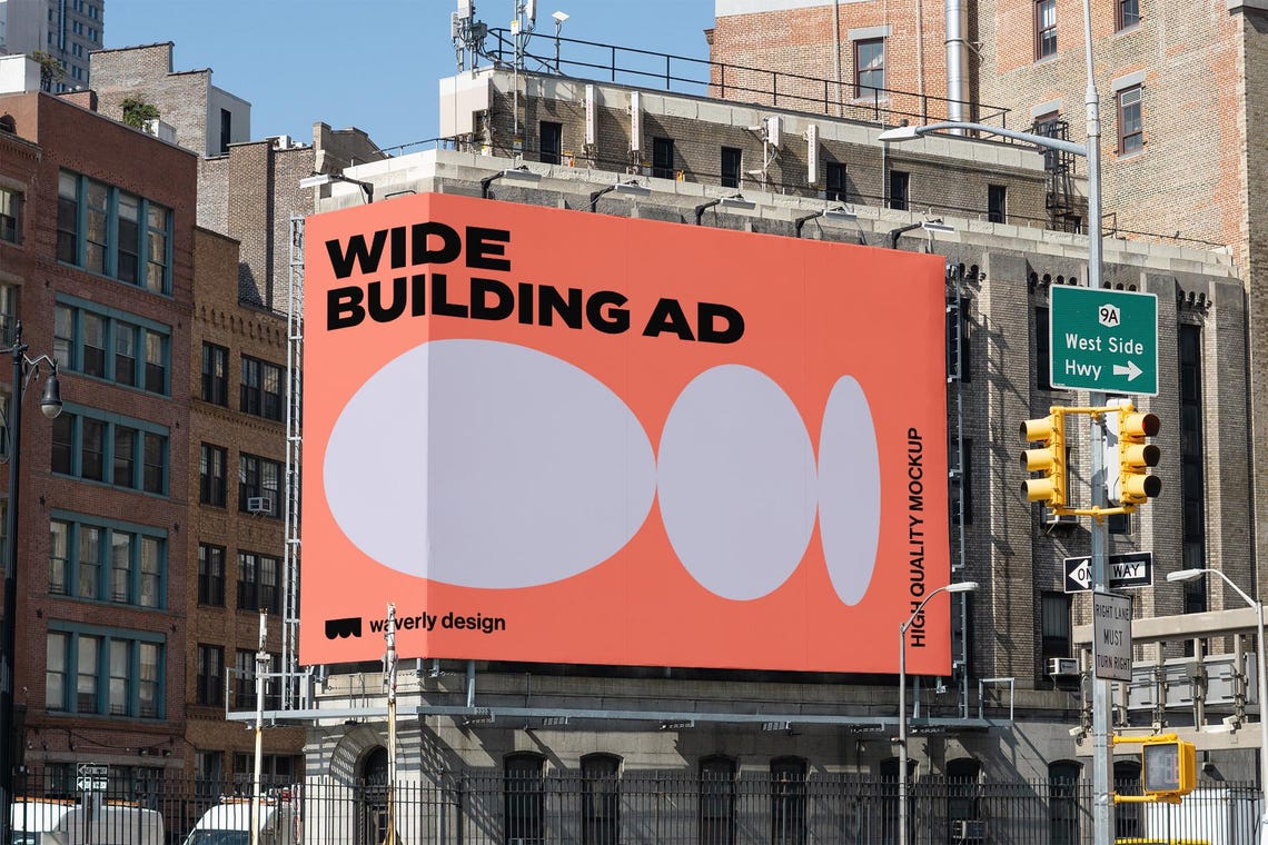 Wide Building Ad, Billboard Mockup Template, Editable Photoshop File - Etsy