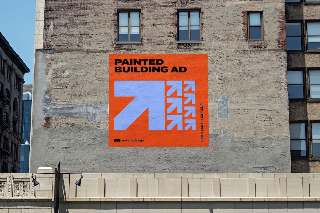 Painted Building Ad, Billboard Mockup Template, Editable Photoshop File ...