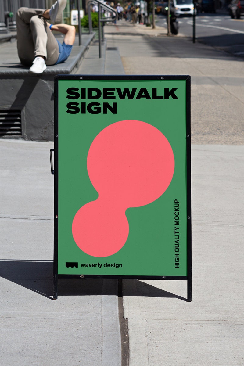Sidewalk Sign, Store Sign, Street Ad, Mockup Template, Editable ...