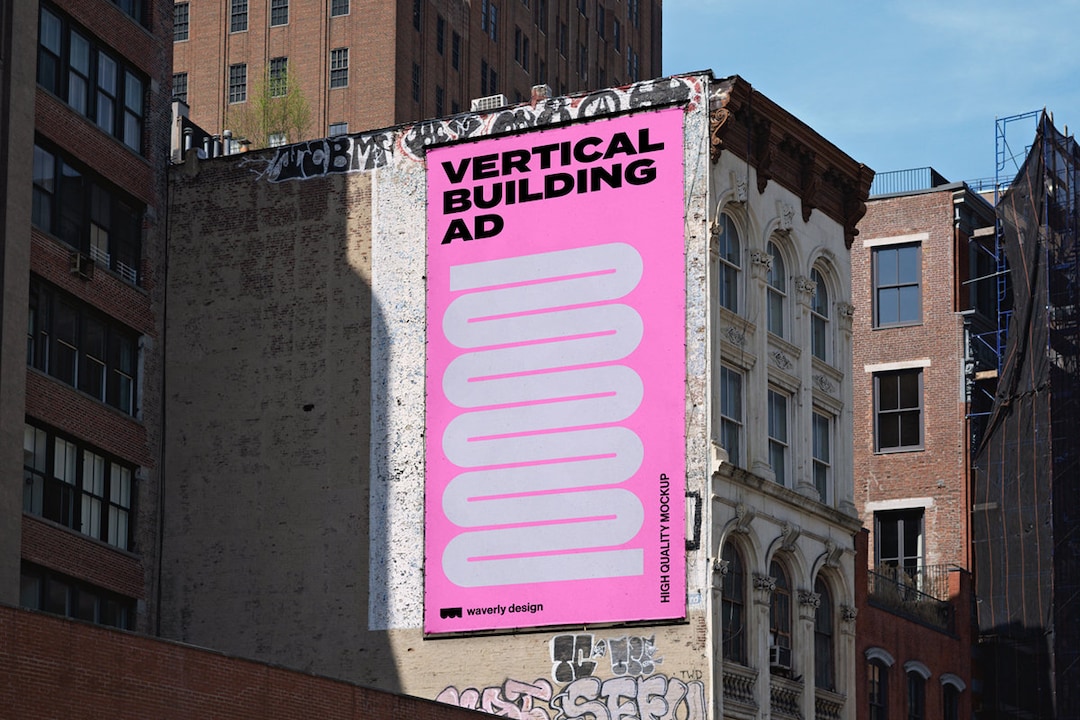 Vertical Building Ad Mockup Template, Editable Photoshop File - Etsy