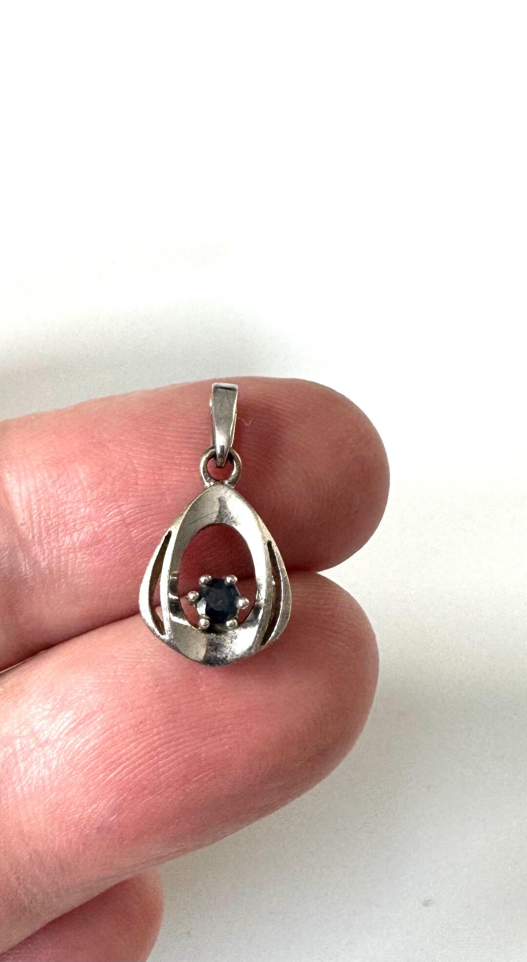 Noble 333 White Gold Pendant With Sapphire 8 Carat Art Deco Jewelry - Etsy
