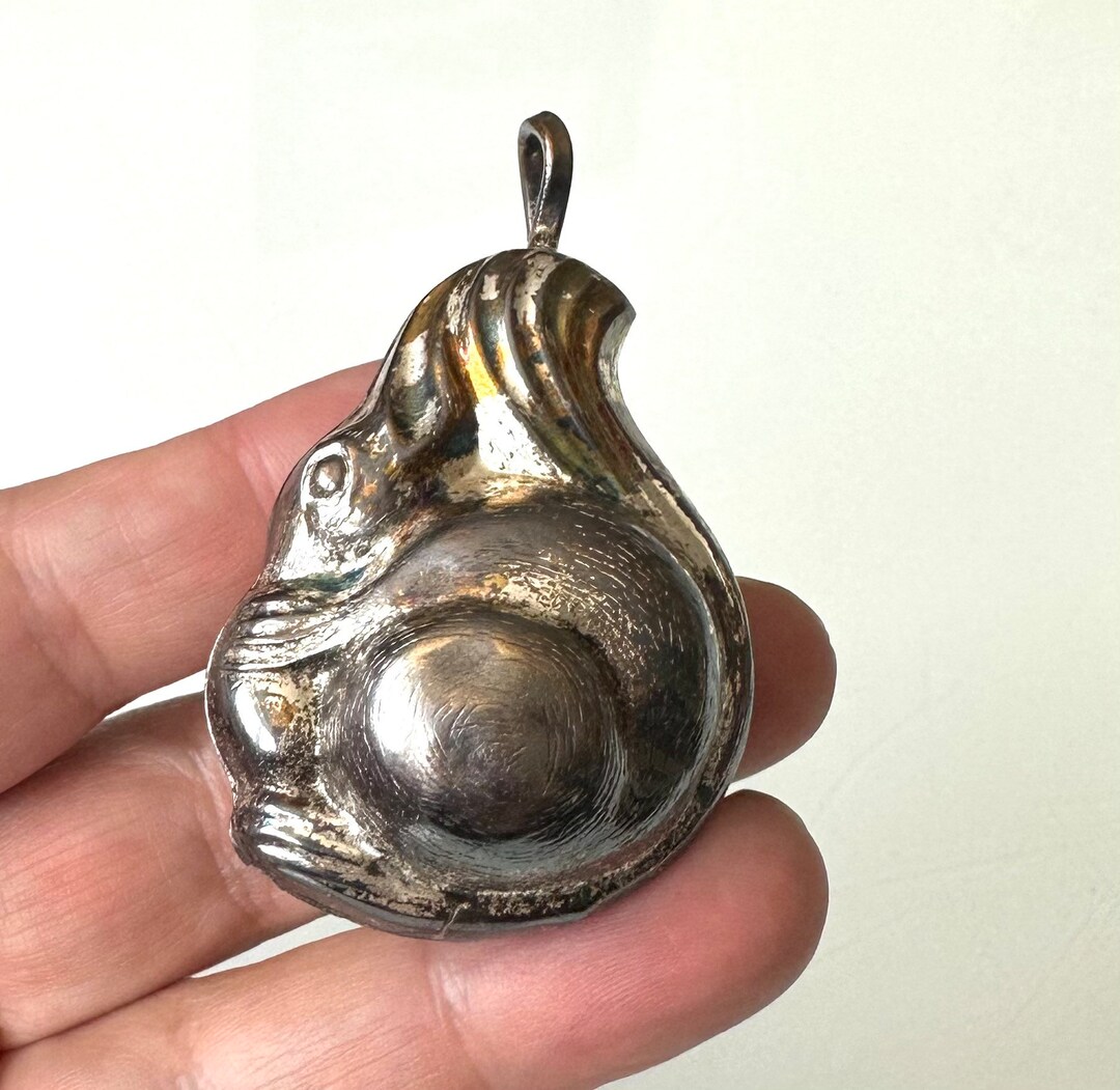 Antique Children's Rattle Real Silver Squirrel - Formerly Gold-plated ...
