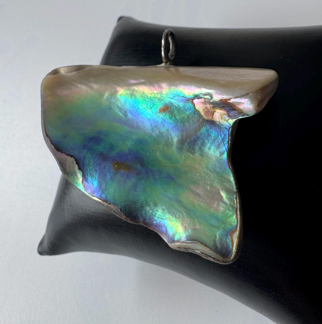 Large Vintage Pendant Abalone Shell Paua Natural Jewelry! - Etsy