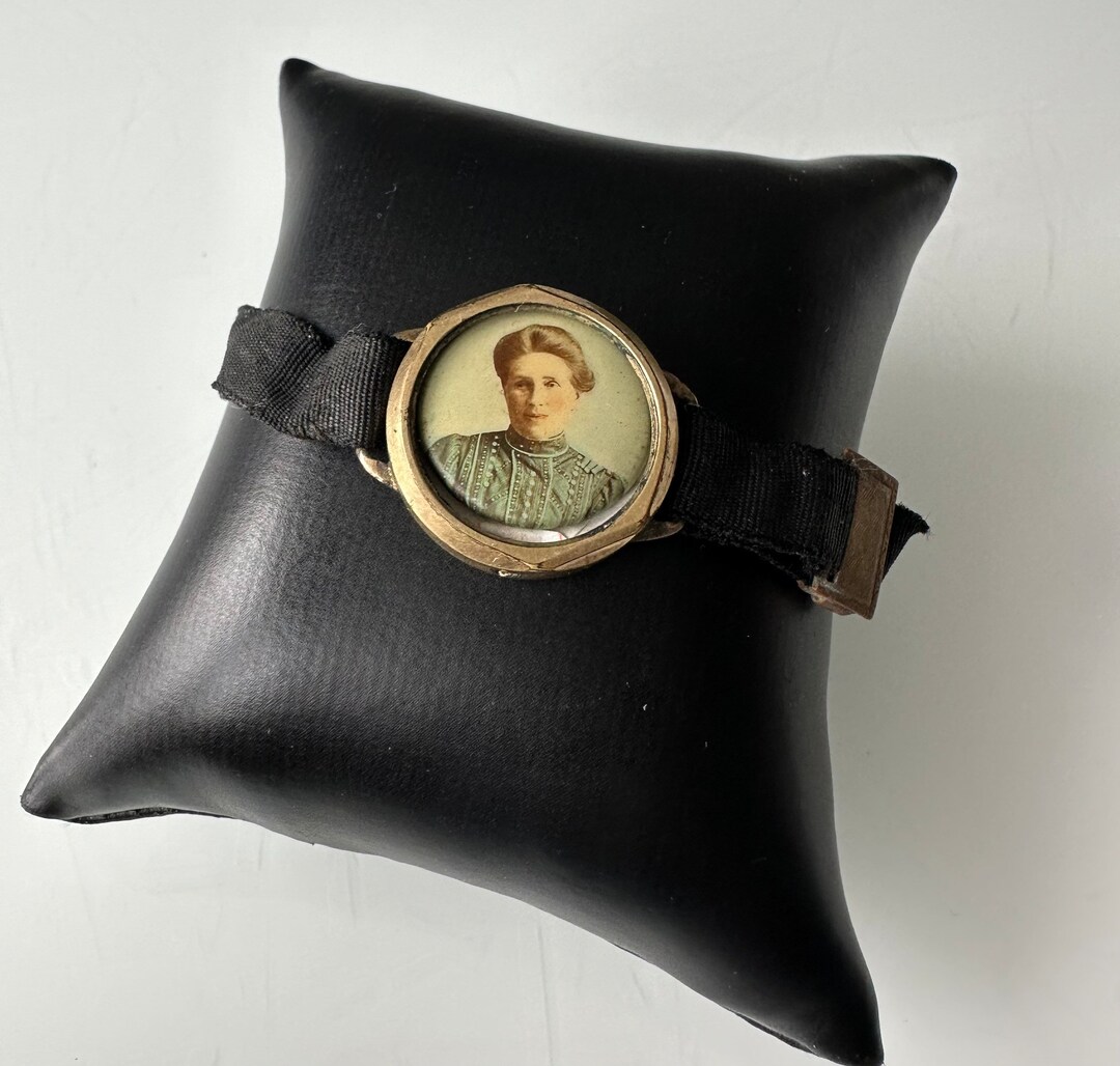 Antique Watch Case AM Double With a Photo Portrait on a Fabric Watch ...