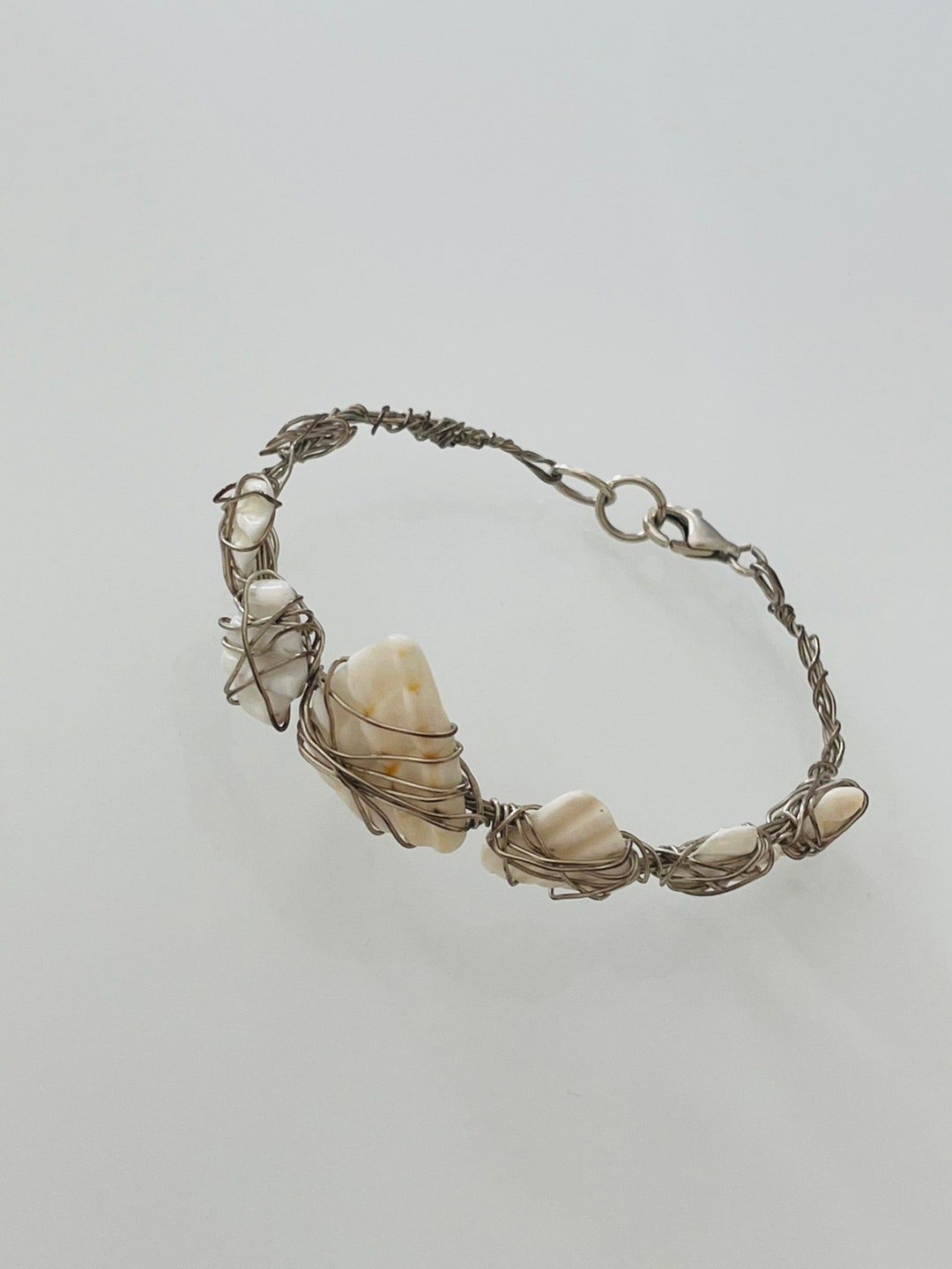 Beautiful 925 Silver Bracelet Silver Wire Braided Shells - Etsy