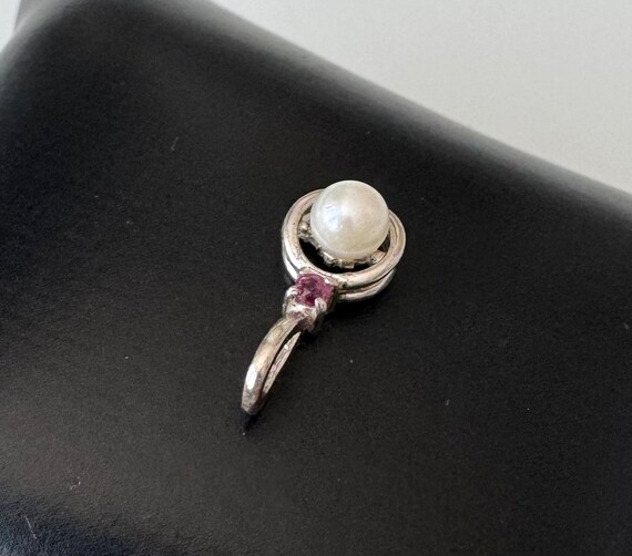 835 silver pendant with ruby and pearl! - Gem