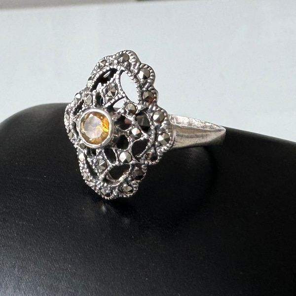 Silver Art Deco Ring - Etsy