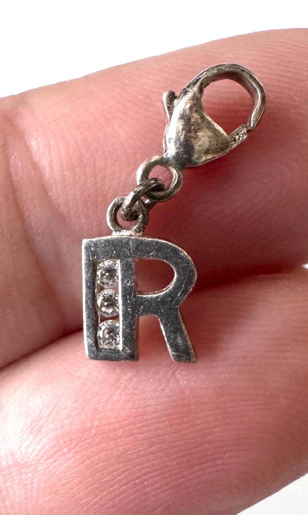 925 Silver Charm Letter R Set With Zirconia - Etsy