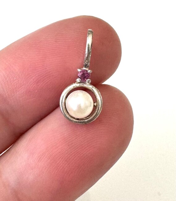 835 silver pendant with ruby and pearl! - Gem