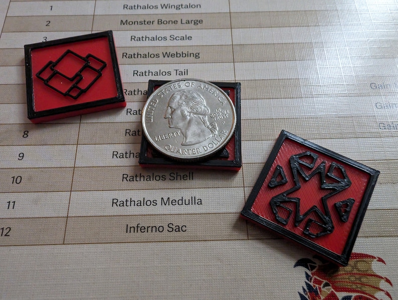 Monster Hunter World the Board Game - Monster Part Loot Token Tiles STL ...