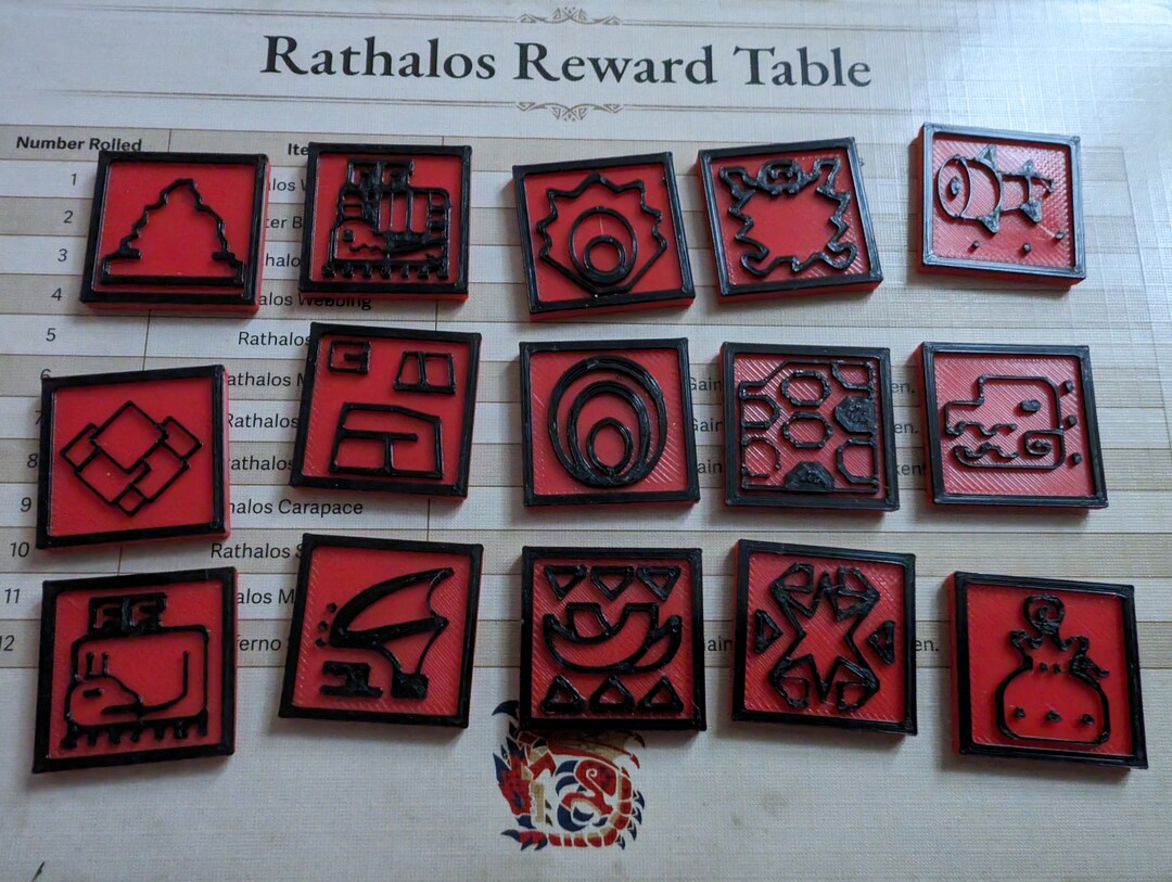 Monster Hunter World the Board Game - Monster Part Loot Token Tiles STL ...
