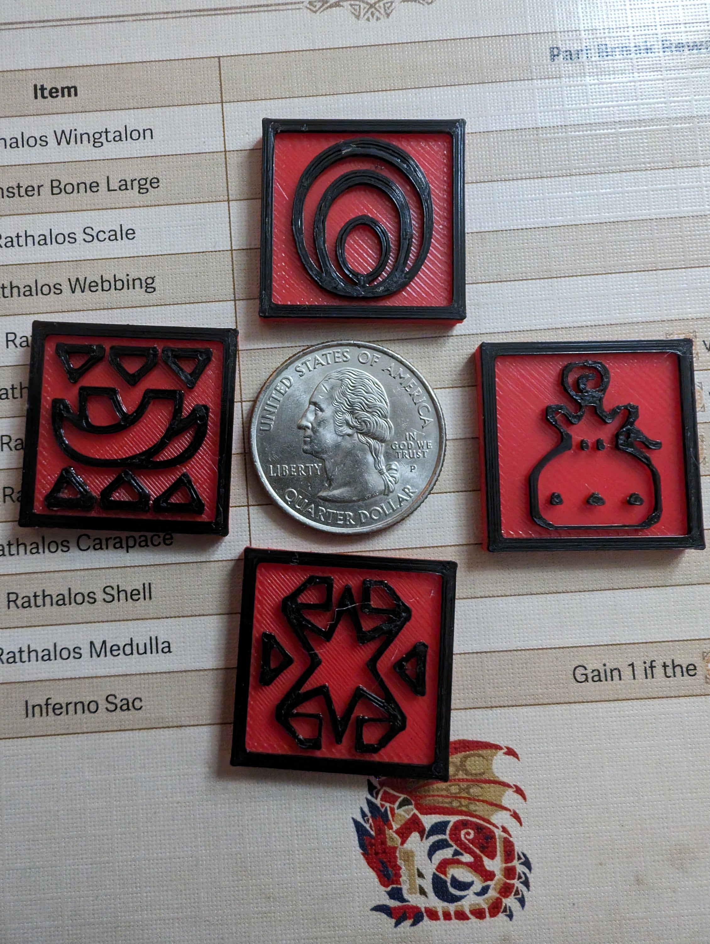 Monster Hunter World the Board Game - Monster Part Loot Token Tiles STL ...