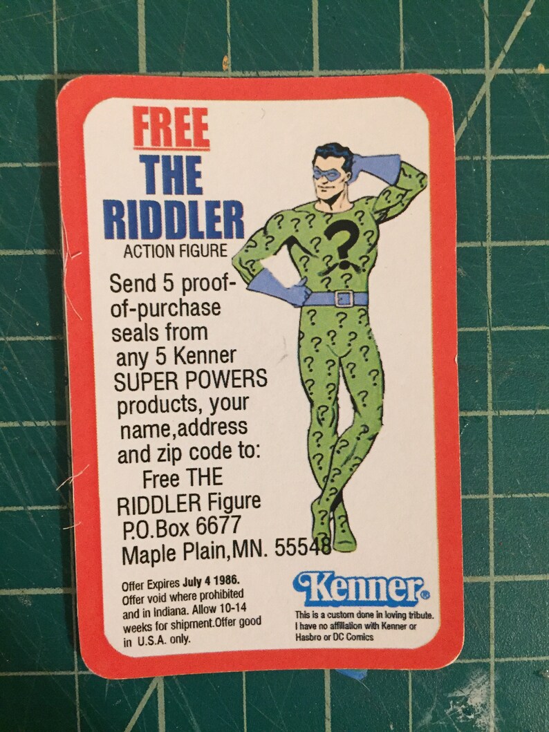The Riddler Offer Sticker, Custom Kenner Super Powers - Etsy
