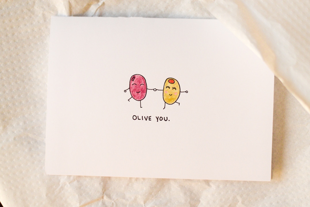 Olive You Valentine's Day Card - Etsy