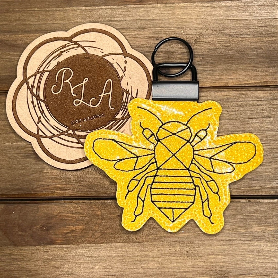 Bee Sparkle Faux Leather/vinyl Key Chain - Honey, Spring, Flowers, Car ...