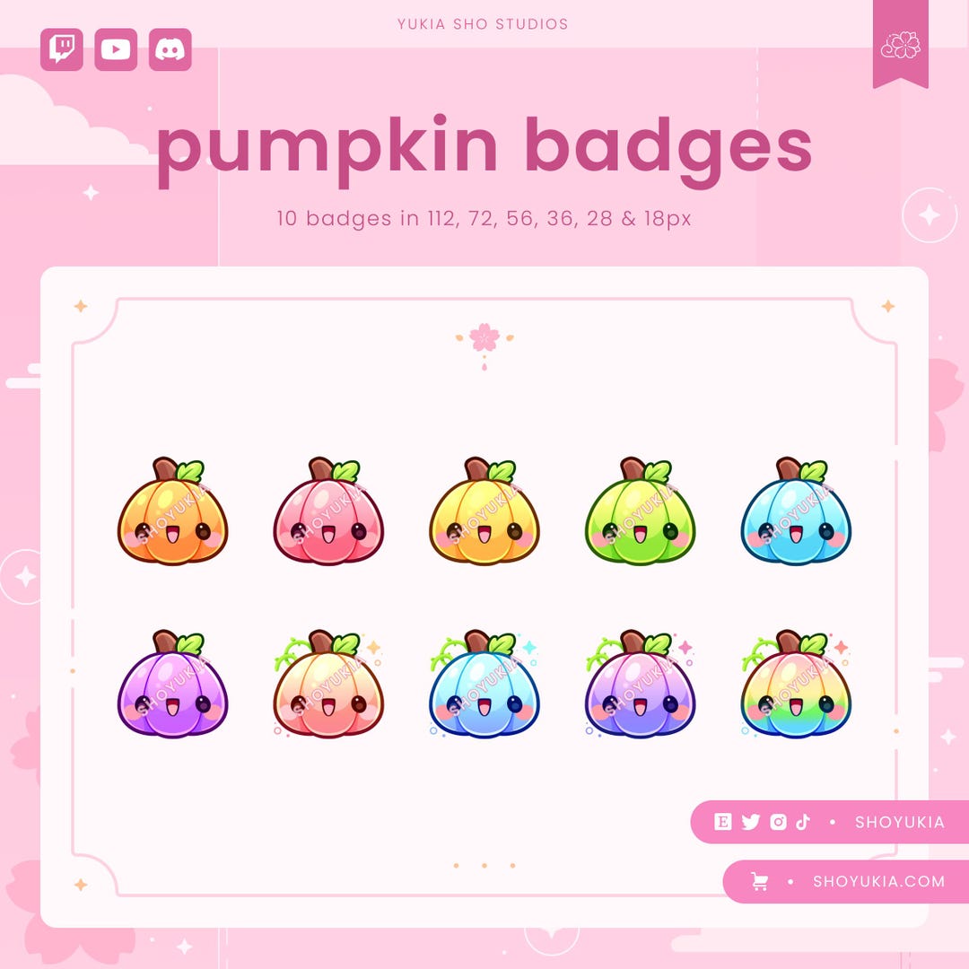 Twitch Sub Badges : Kawaii Pumpkin | Bit Badges, Channel Point Icons for Discord & Youtube - Etsy