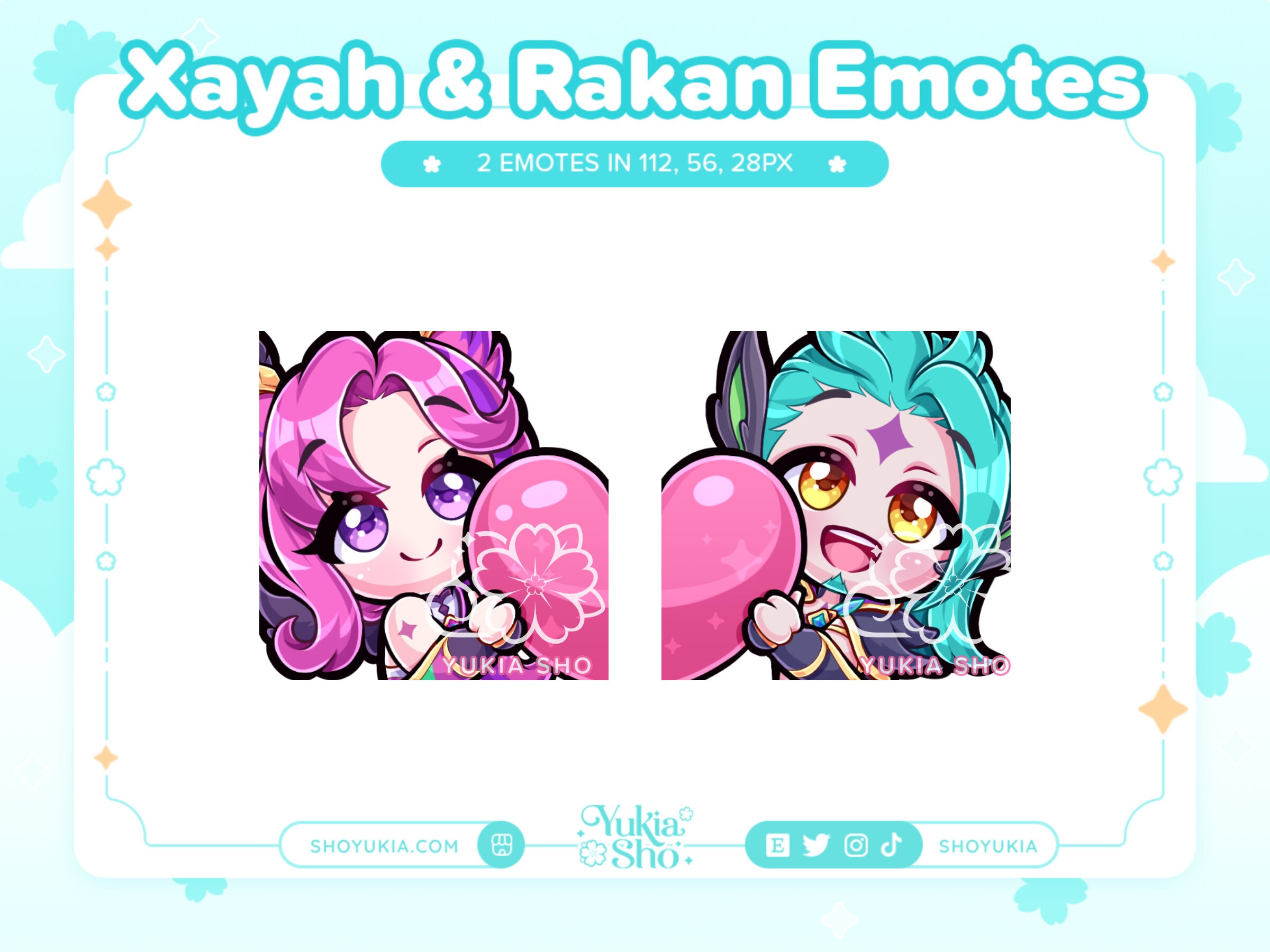 Star Guardian Xayah Rakan Heart Emotes for Twitch/discord - Etsy Canada