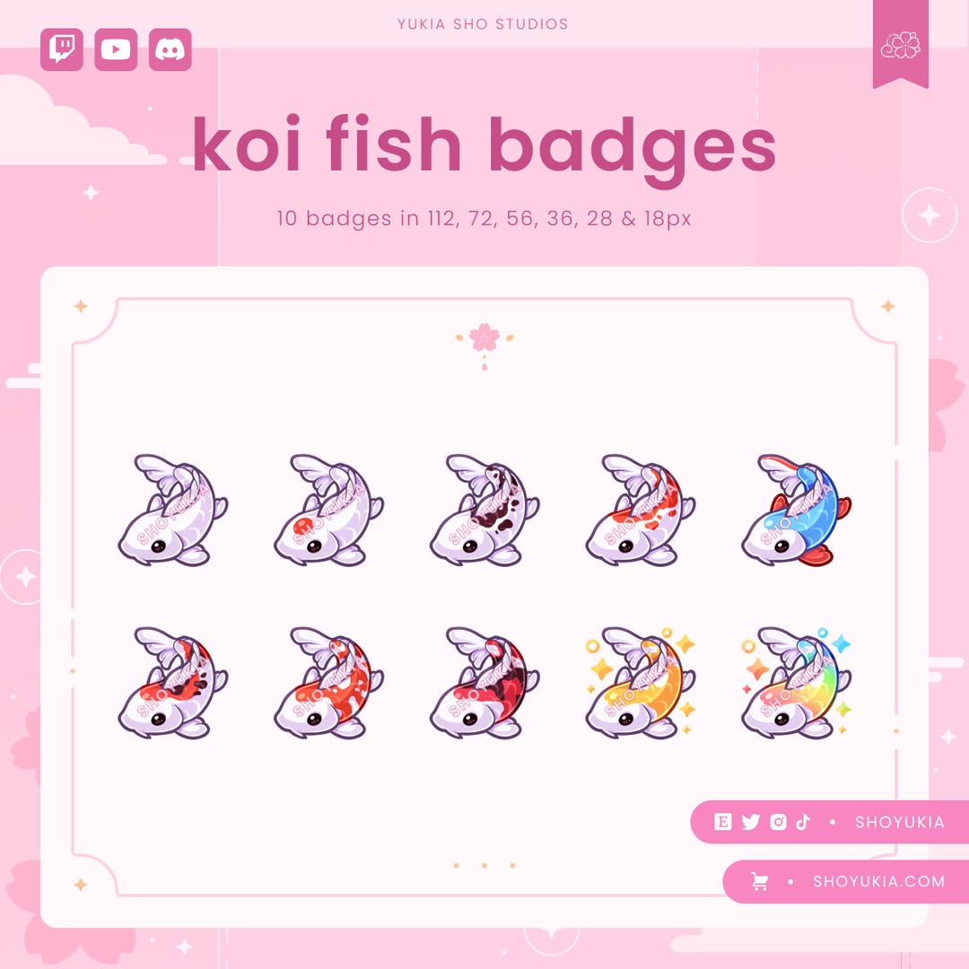 Koi Fish Twitch Sub Badges | Bit Badges & Channel Points for Discord - Etsy