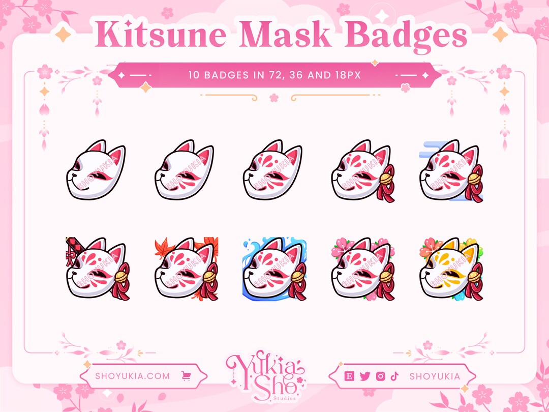 Kitsune Mask Sub Badges RED for Twitch/youtube/discord Bit Badges ...