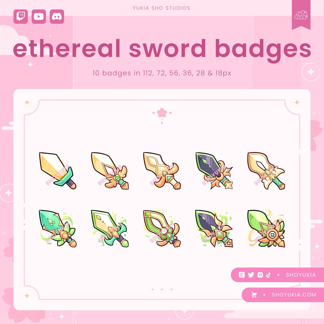 Twitch Sub Badges : Ethereal Sword (green) | Bit Badges, Channel Point ...