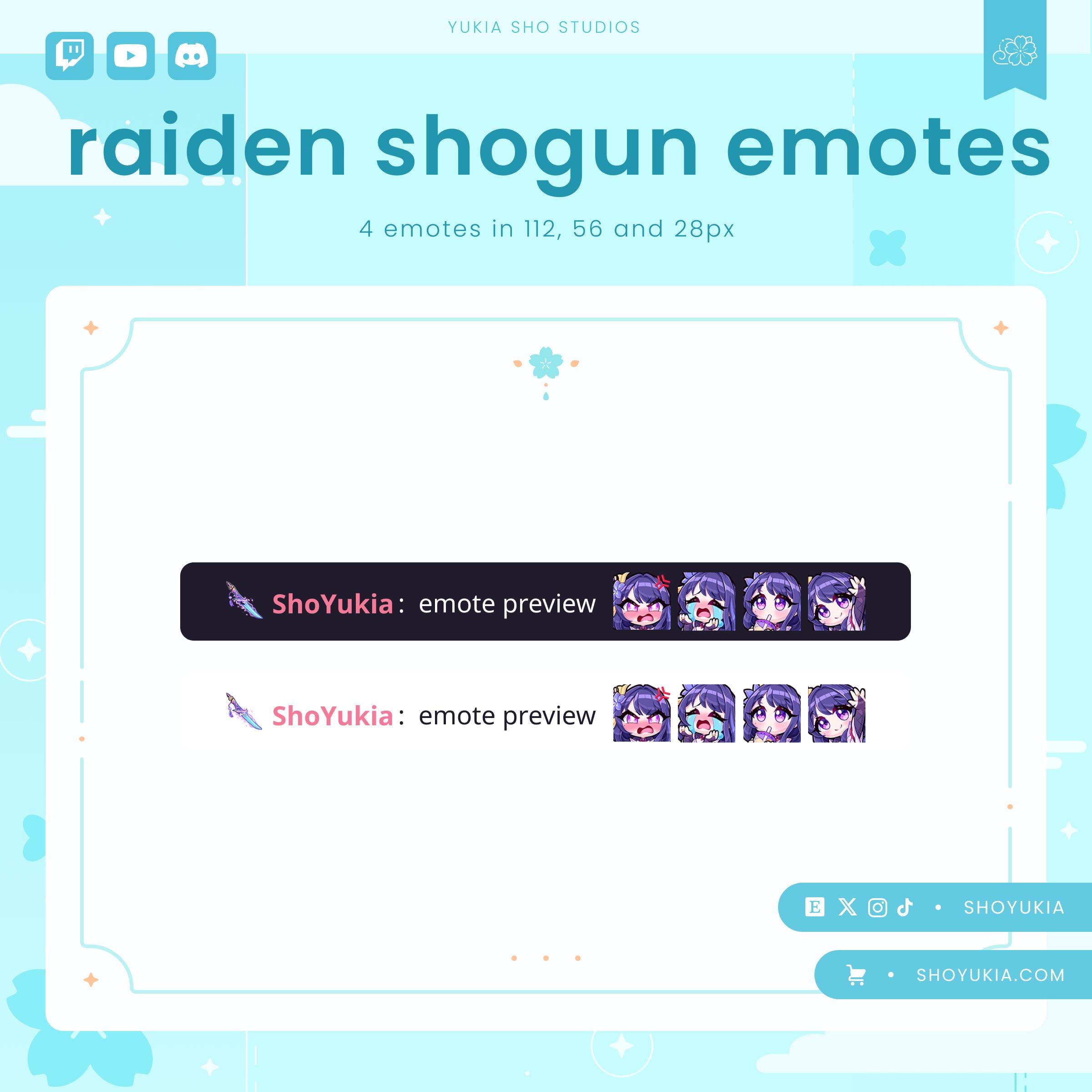 Raiden Shogun Twitch Emote Pack | Genshin Impact Emotes for Streams ...