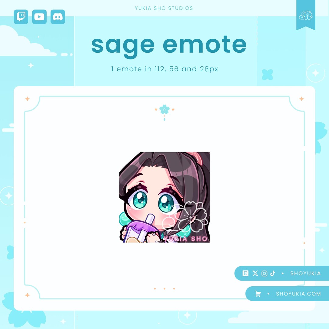 Emote de Twitch Sage Sip / Emotes de streamer / Emotes lindos ...