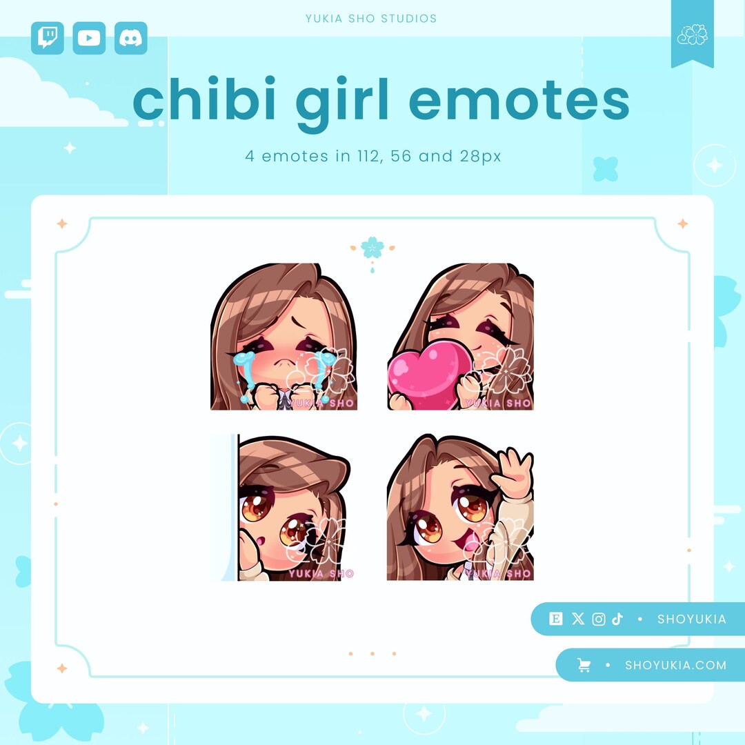 Chibi Girl Twitch Emote Pack (set 1) | Cute Stream Emotes for Youtube ...