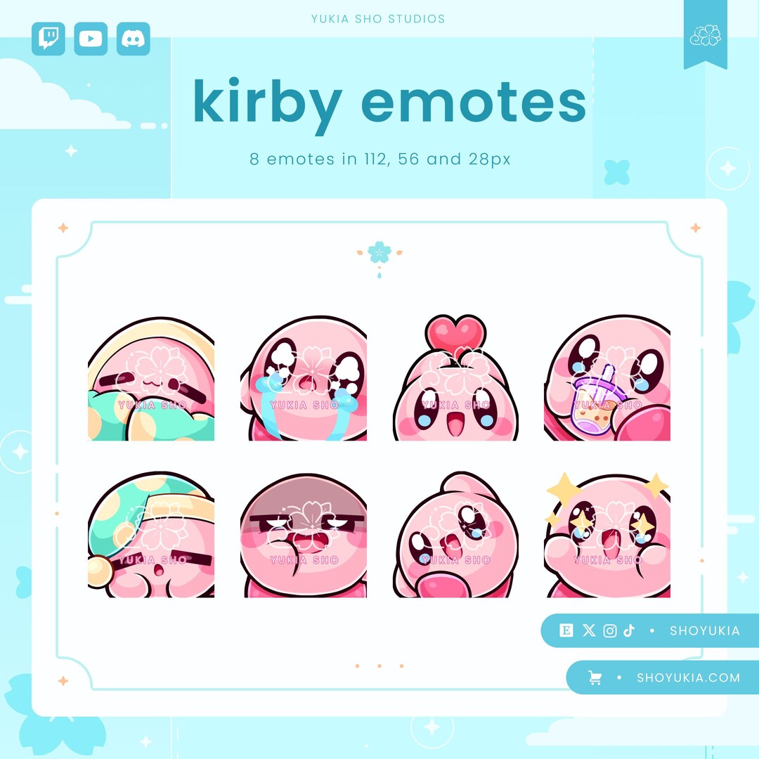Pink Puff Twitch Emote Pack | Cute Chibi Emotes for Streamers, Youtube ...