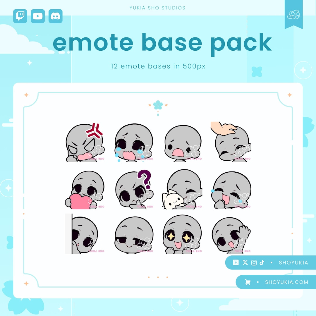 12 DIY Emote Base Pack (COMMERCIAL USE) | Emote Templates for Twitch ...