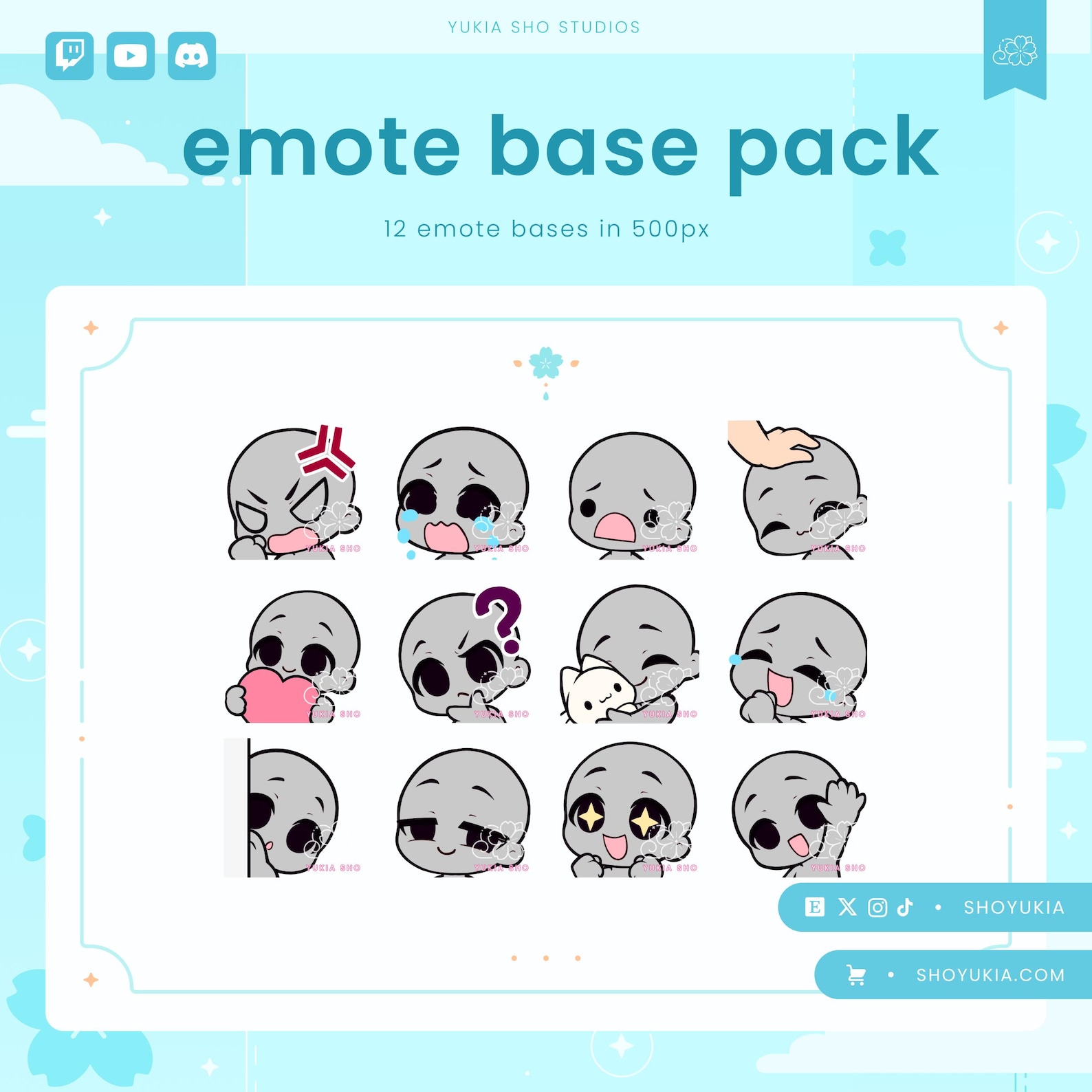 DIY Twitch Emote Base Pack (COMMERCIAL USE) | Emote Templates for ...
