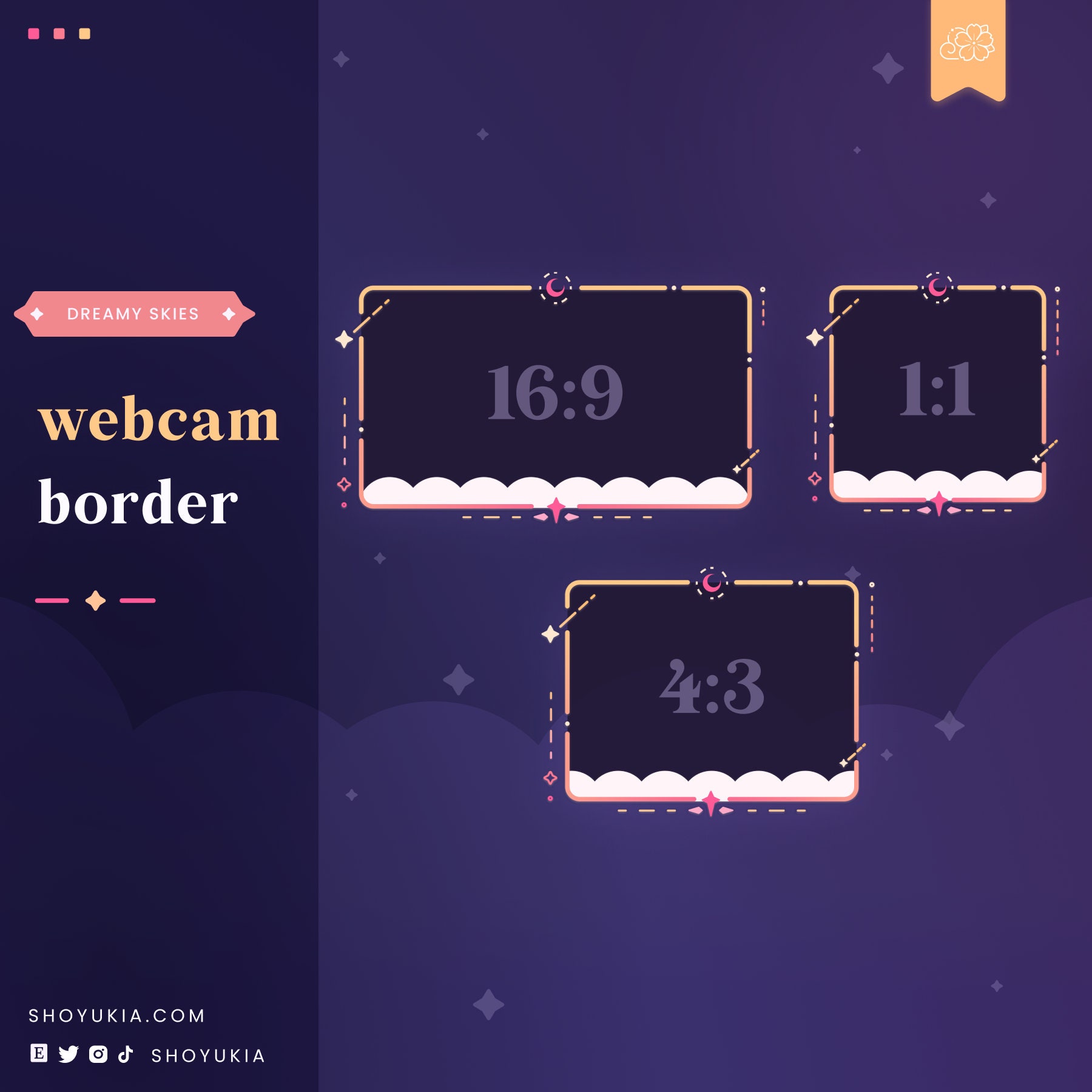 Twitch Webcam Frame : Dreamy Skies | Cam Border for Youtube, Tiktok ...