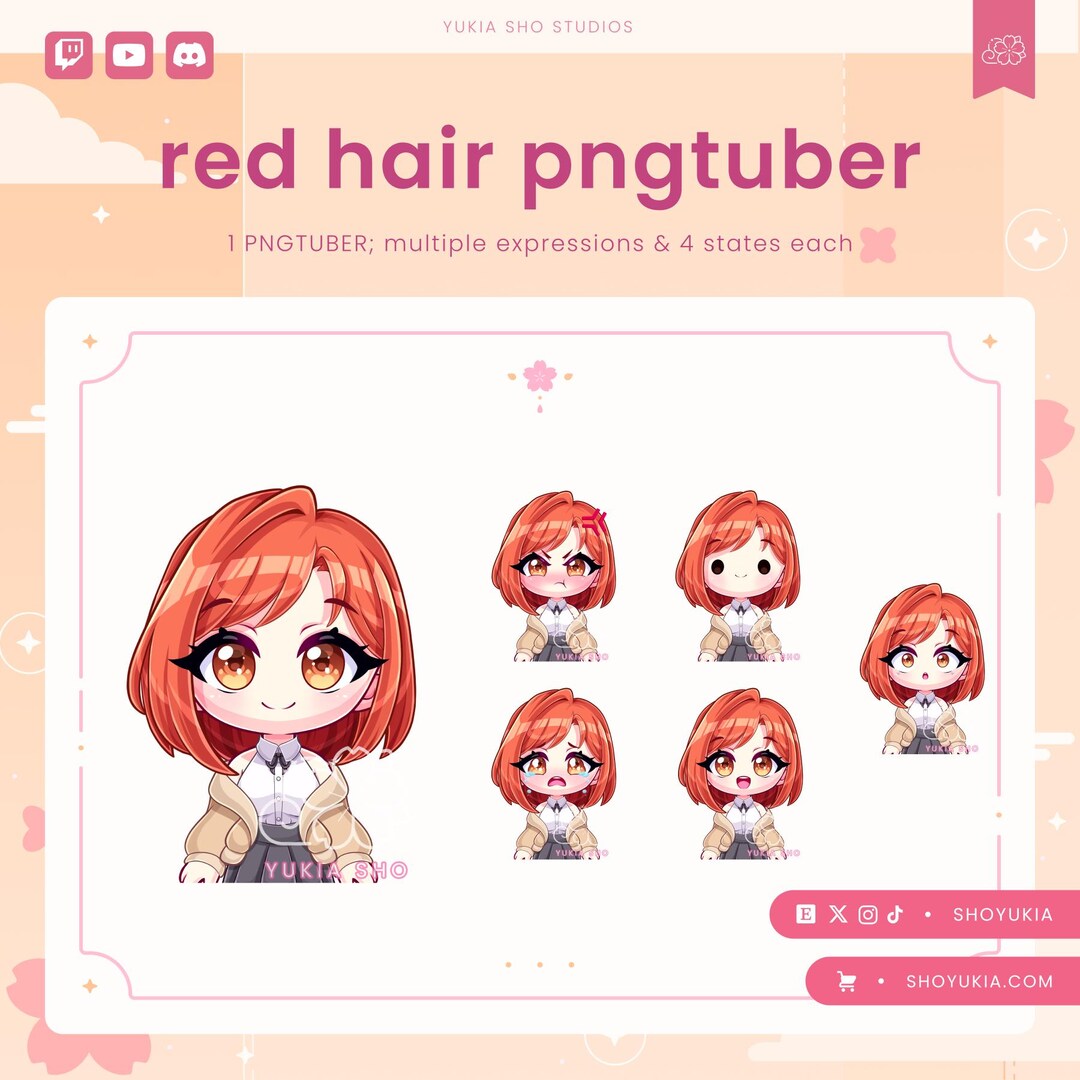 Female Chibi Pngtuber Avatar | Streamer Model for Twitch, Youtube ...